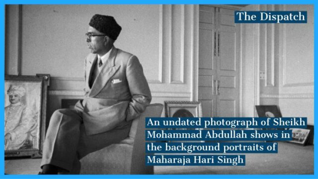 Sheikh Abdullah with just removed portraits of Dogra rulers in Jammu ...