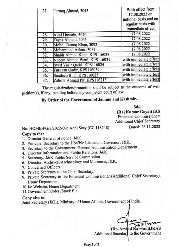 37 JKP DSPs promoted as SPs. Check list inside – The Dispatch