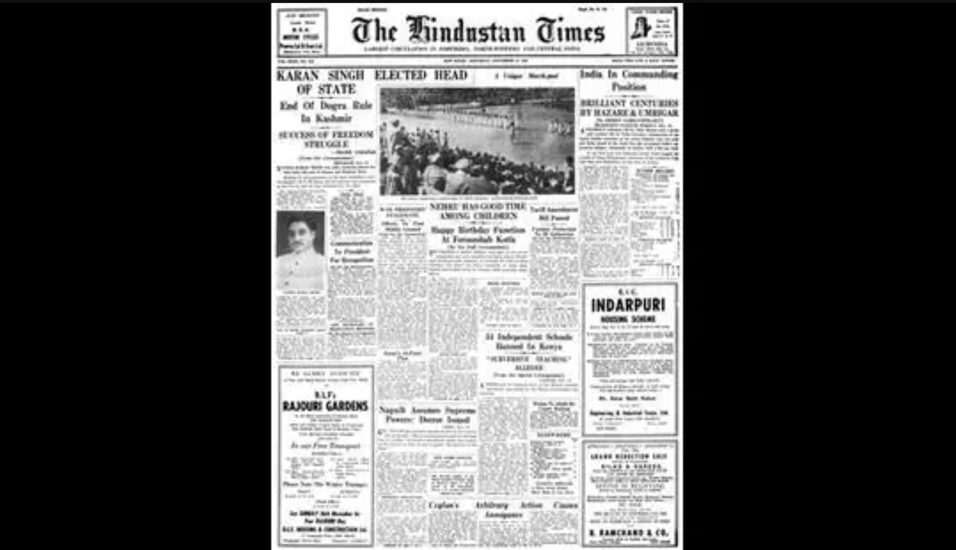 1952. Dogra rules comes to an end as Karan elected Sadar-i-Riyasat ...