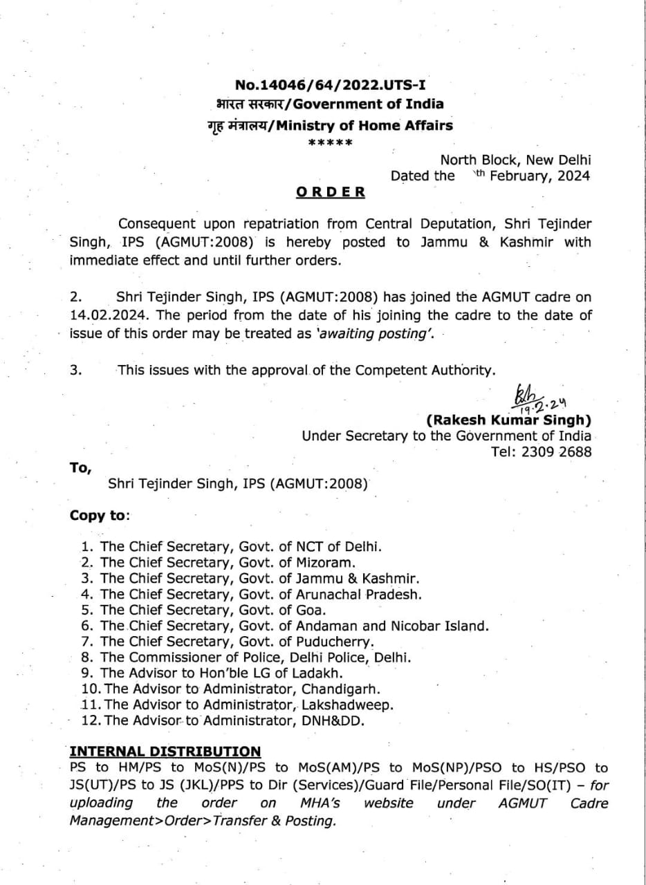 Centre posts IAS, IPS in J&K – The Dispatch